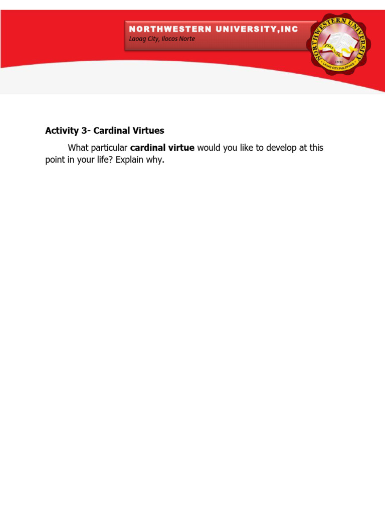 Cardinal Virtues Reflection | PDF