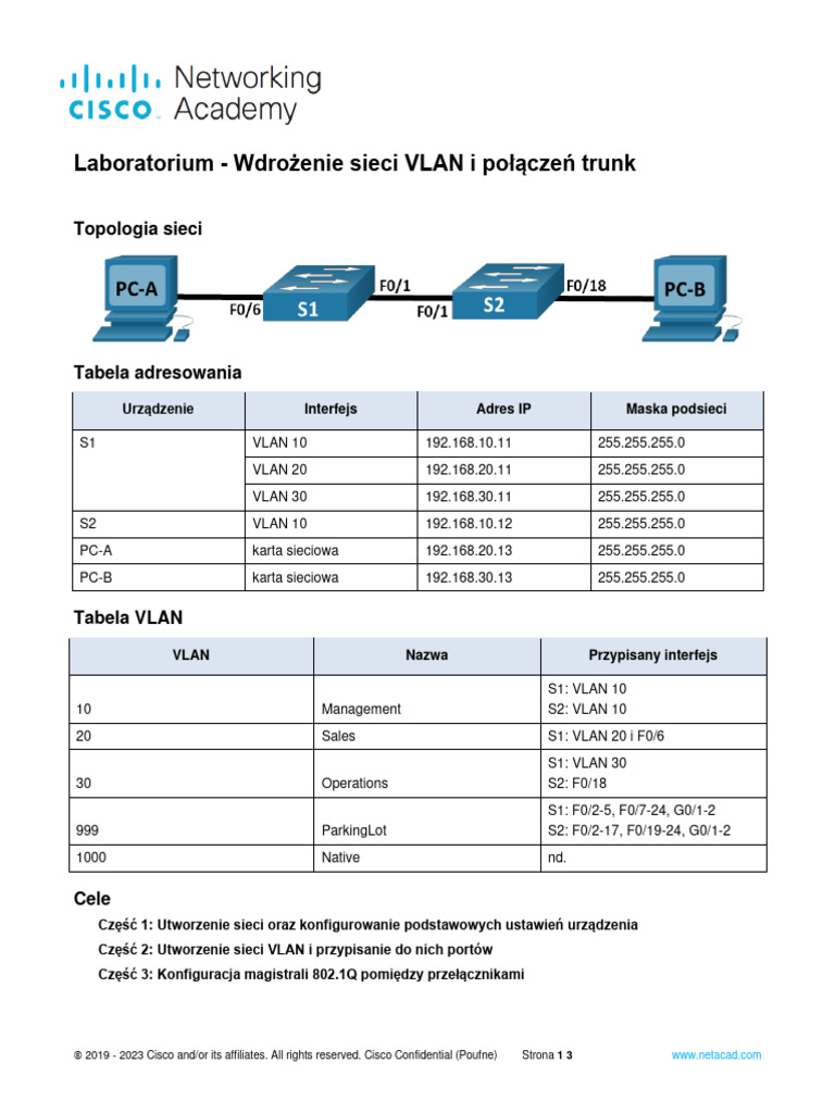 Lab 3.2 (3.6.2) - Implement VLANs and Trunking | PDF