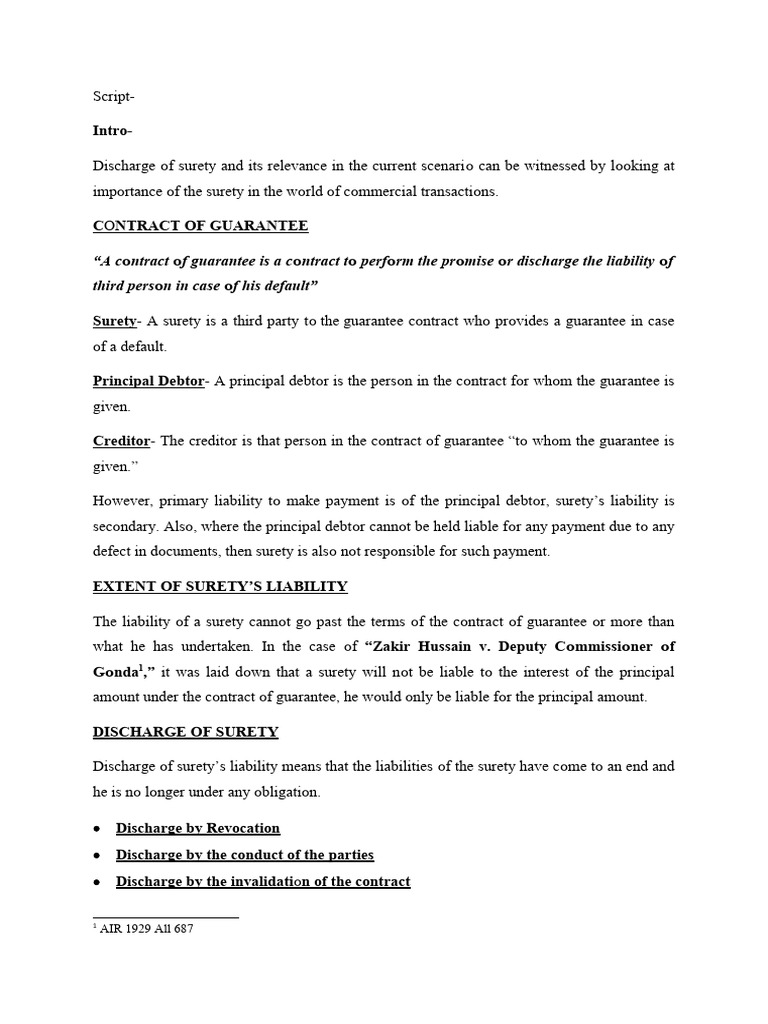 Contract Script | Download Free PDF | Guarantee | Legal Concepts