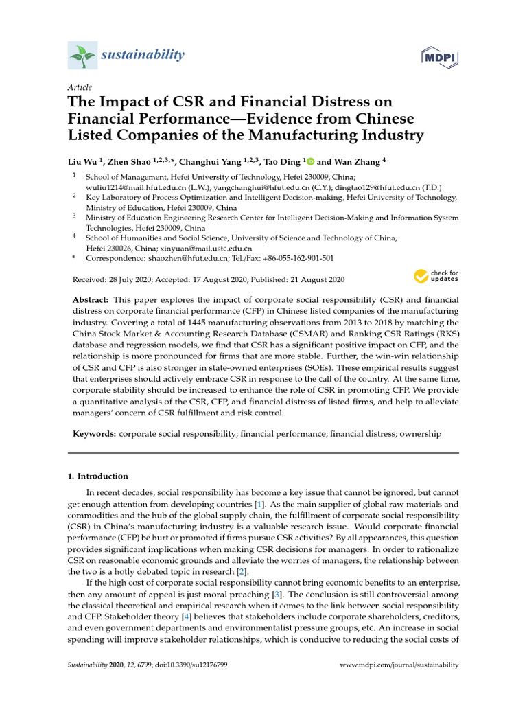 CSR Impact on Financial Performance in China | PDF | Corporate Social ...