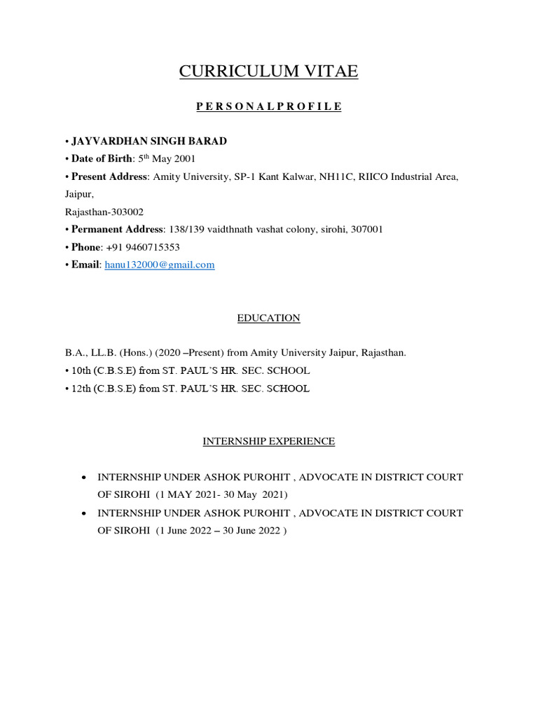 CV Jay | PDF | Advocate | Lawyer