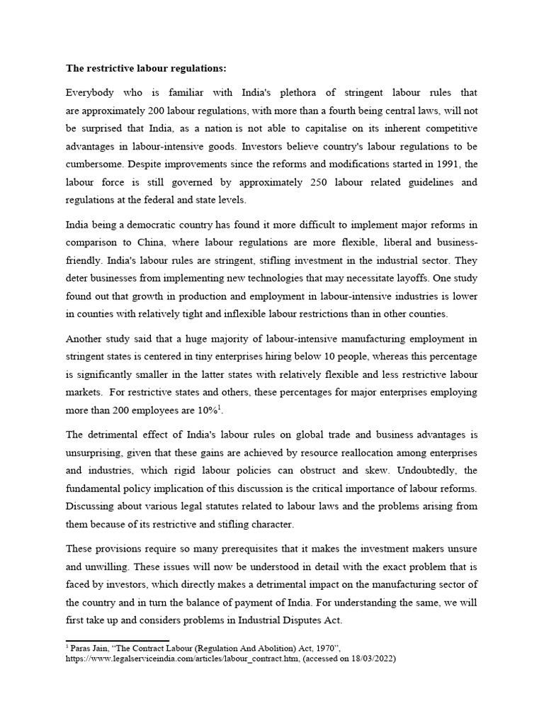 Write Up Of Economics Pdf Employment Trade Union