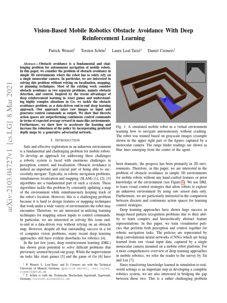 Vision-Based Mobile Robotics Obstacle Avoidance With Deep Reinforcement Learning | PDF | Deep ...