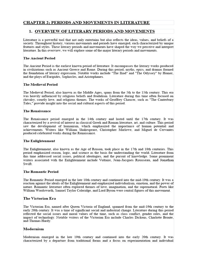 Overview of Literary Periods | PDF | Romanticism | Literary Modernism