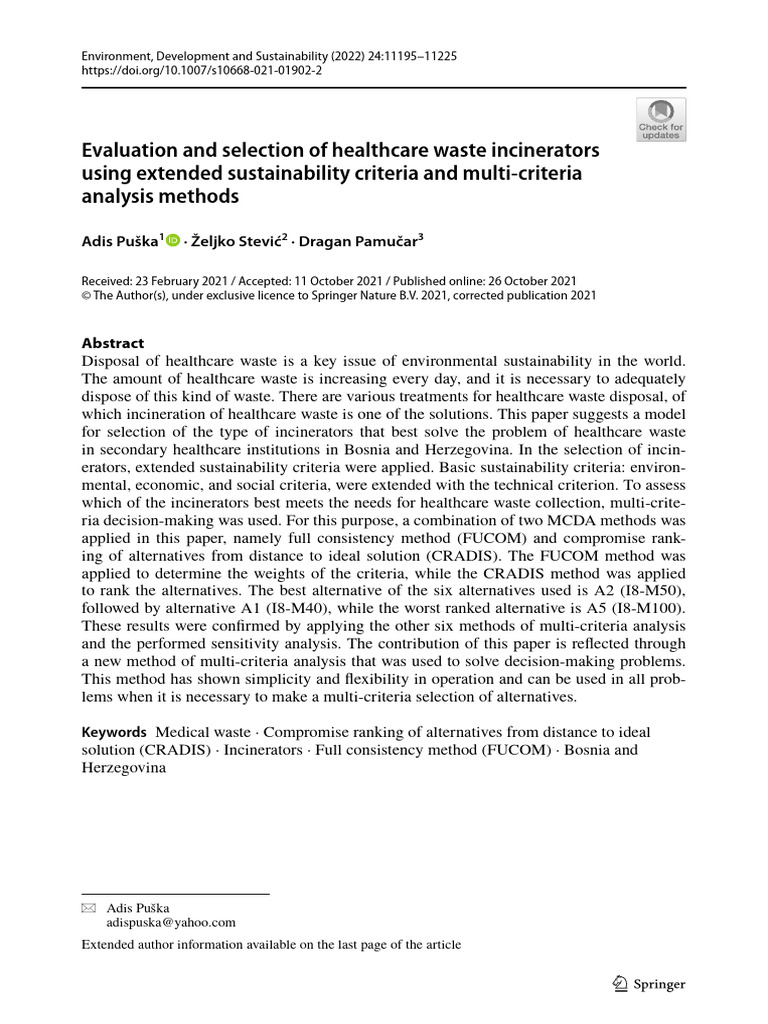 CRADIS With FUCOM Weight | PDF | Incineration | Waste Management
