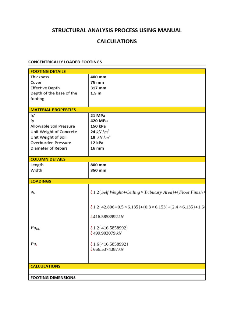Structural Analysis Process Using Manual Footings | PDF | Civil ... Structural Analysis Process Using Manual Footings | PDF | Civil ...