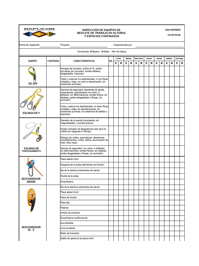 Inspección De Equipos De Rescate 2023 Pdf