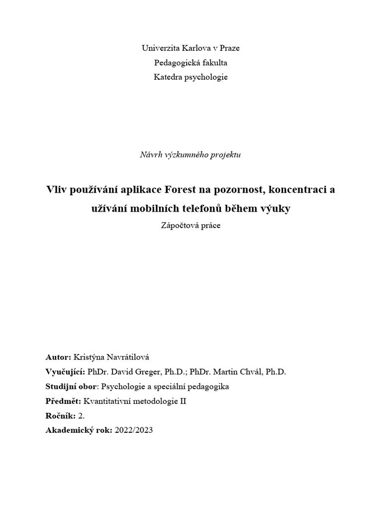 Návrh Výzkumného Projektu | PDF