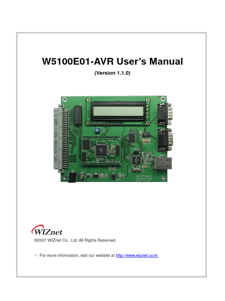 W5100E01-AVR UM V110e | PDF | Port (Computer Networking) | Transmission Control Protocol