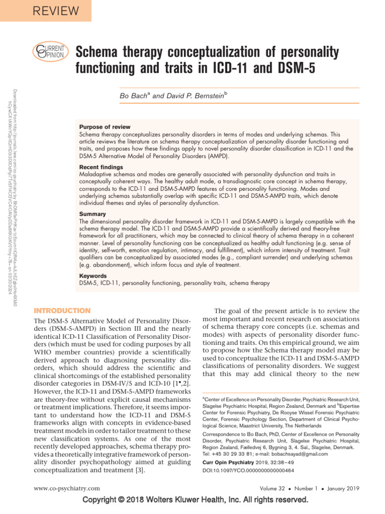 Schema Therapy and Personality Disorders | PDF | Personality Disorder ...