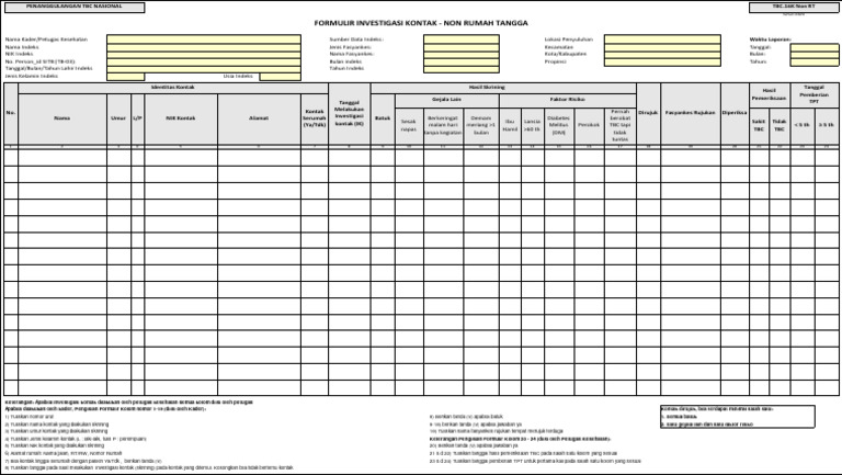 SO - Formulir TBC 16K - IK NON Rumah Tangga | PDF