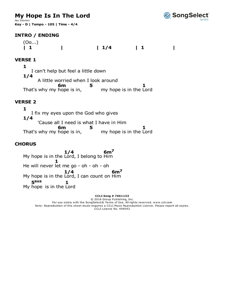 My Hope Is in The Lord-chords-D | PDF