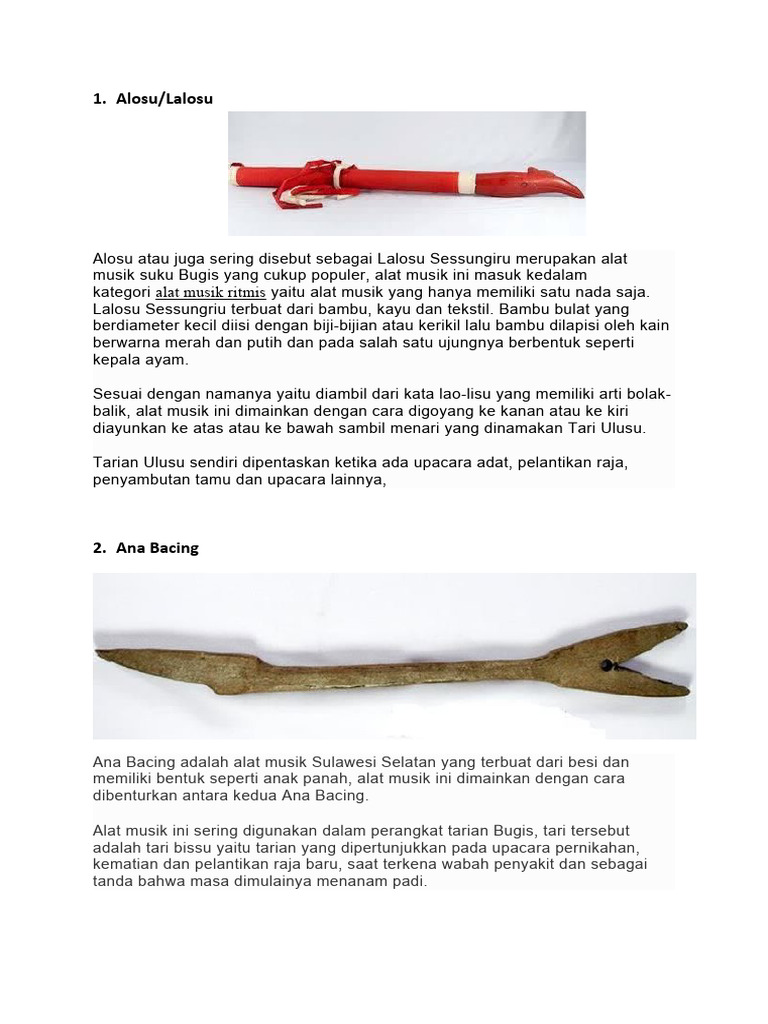 Alat Musik Sulawesi Selatan | PDF