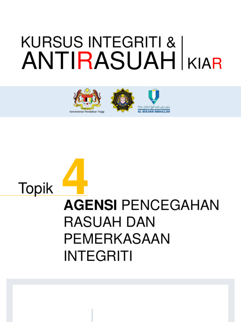 Kursus Integriti & Antirasuah | PDF