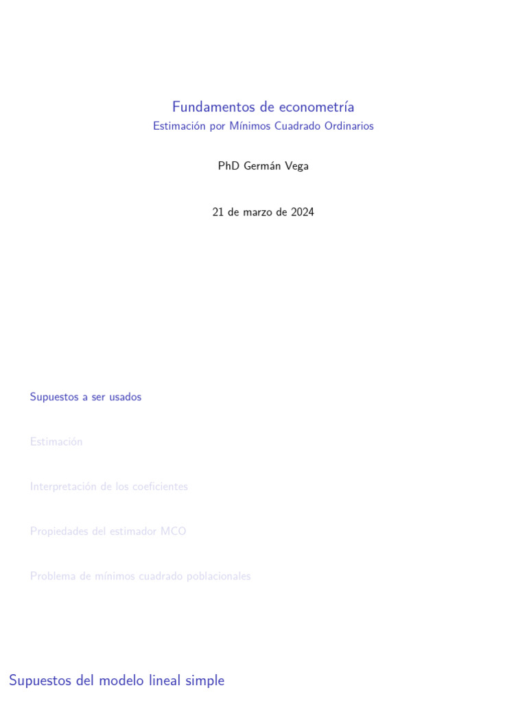 Clase_4_canvas_2024_I | PDF | Mínimos cuadrados ordinarios | Estimador