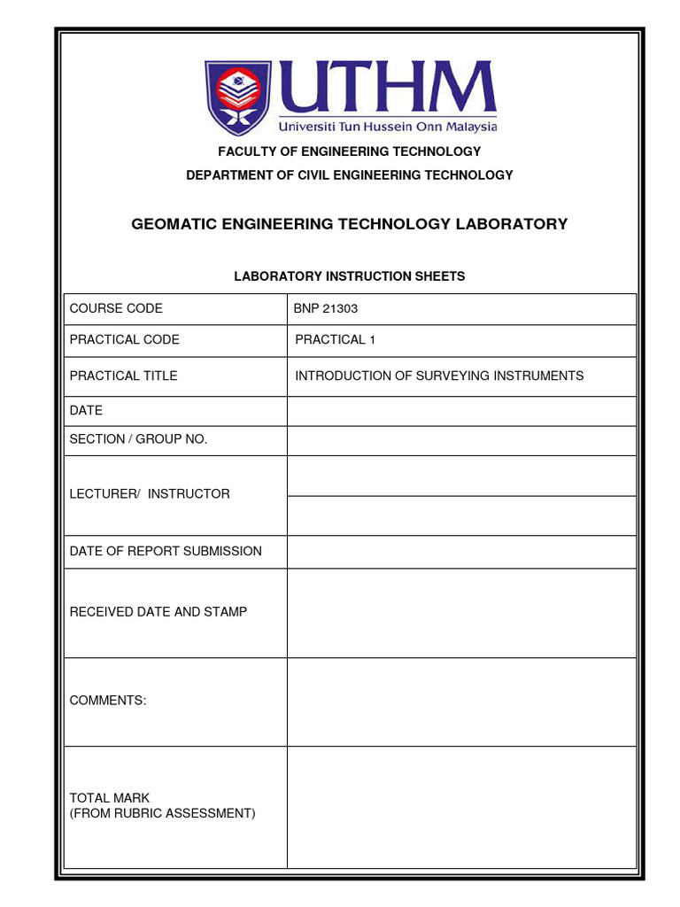 Geomatic Engineering Technology Laboratory: Faculty of Engineering Technology Department of ...