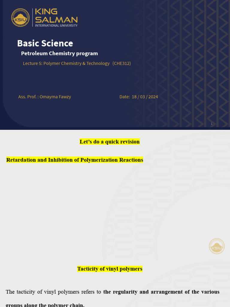 Polymers-CHE312 Lec5 | PDF | Copolymer | Polymers
