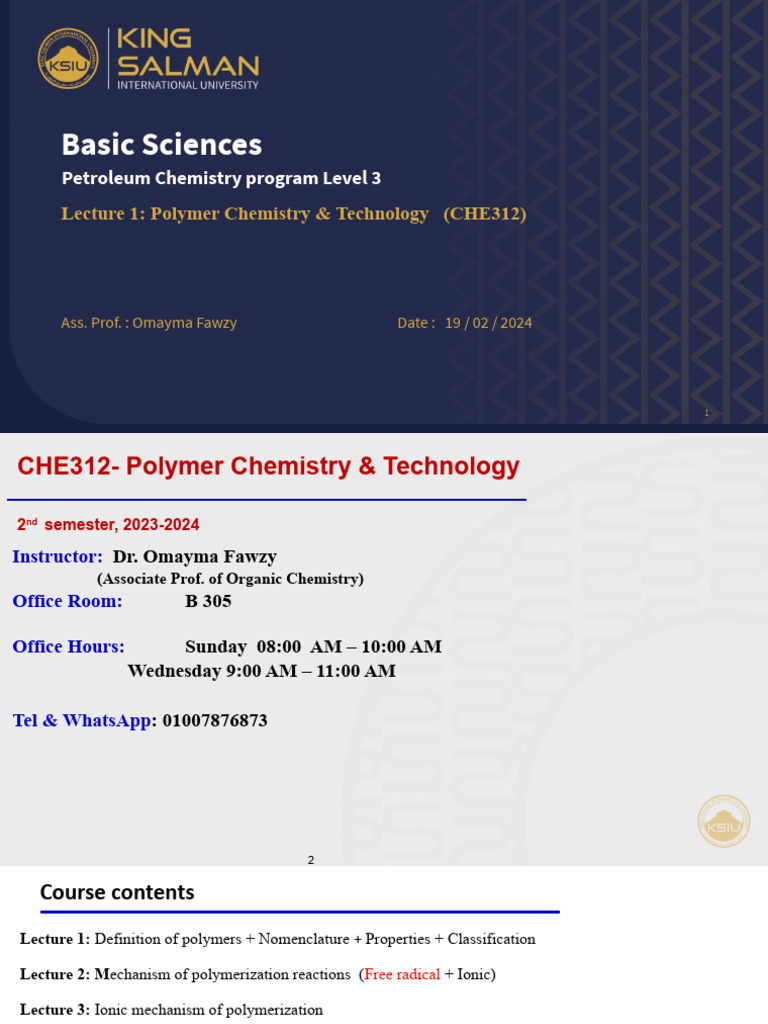 Polymer Chemistry & Technology Overview | PDF | Polymers | Elastomer