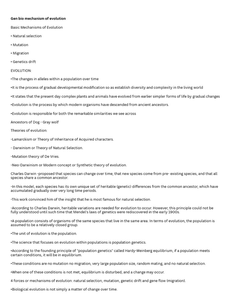 Gen Bio Mechanism of Evolution - Reviewer | PDF | Natural Selection ...