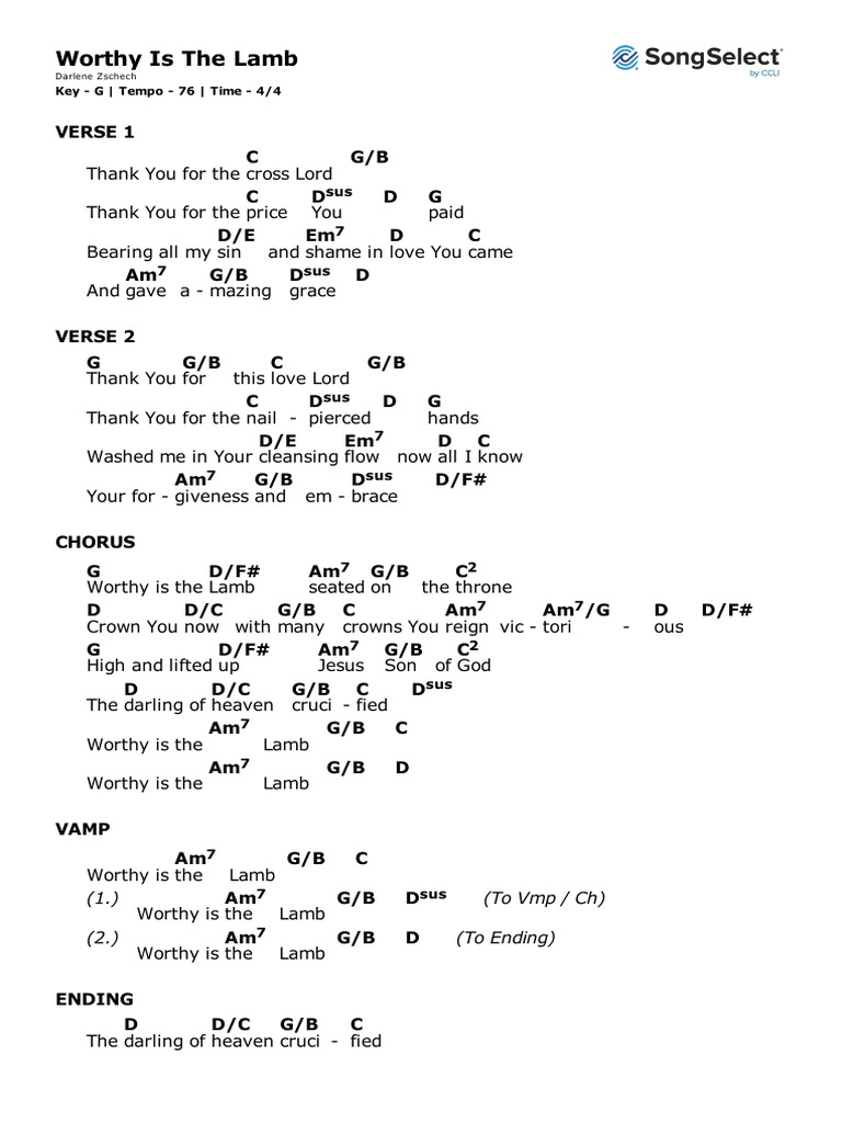 worthy-is-the-lamb-chords-G | PDF