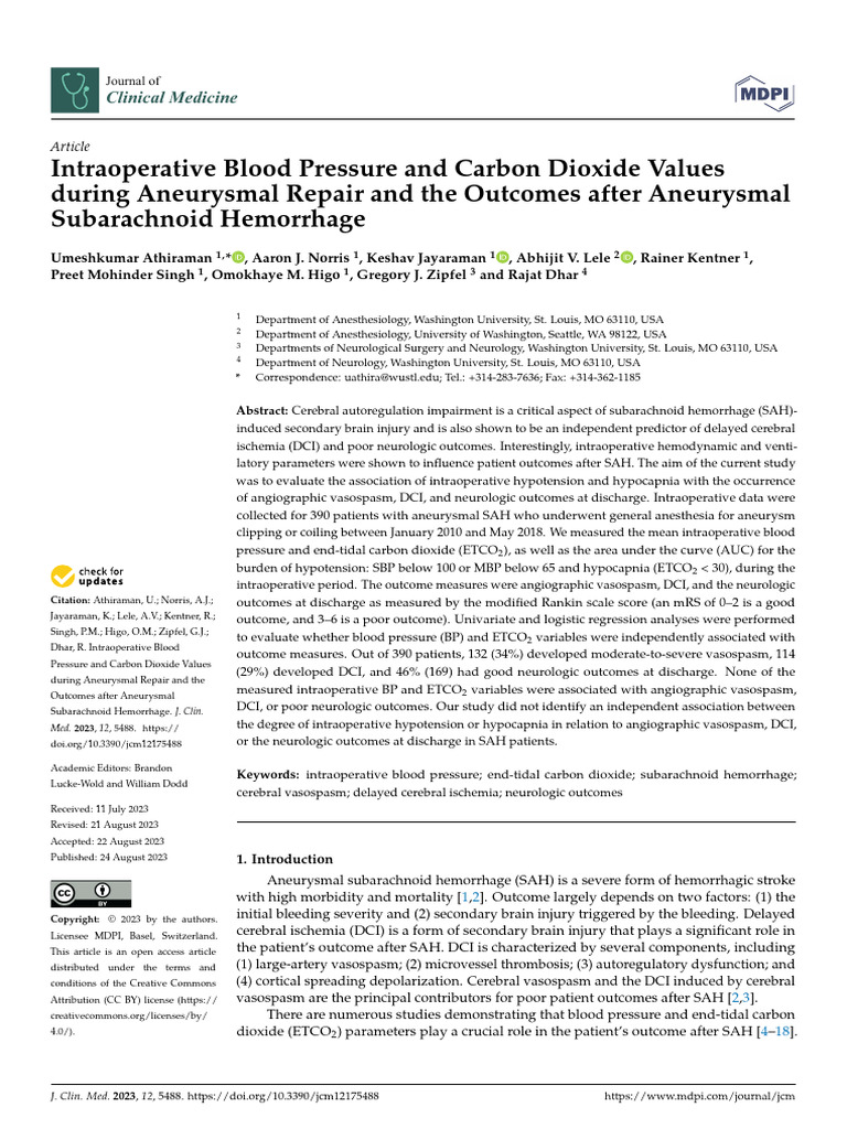 2023_Intraoperative Blood Pressure and Carbon Dioxide Values during Aneurysmal Repair and the ...