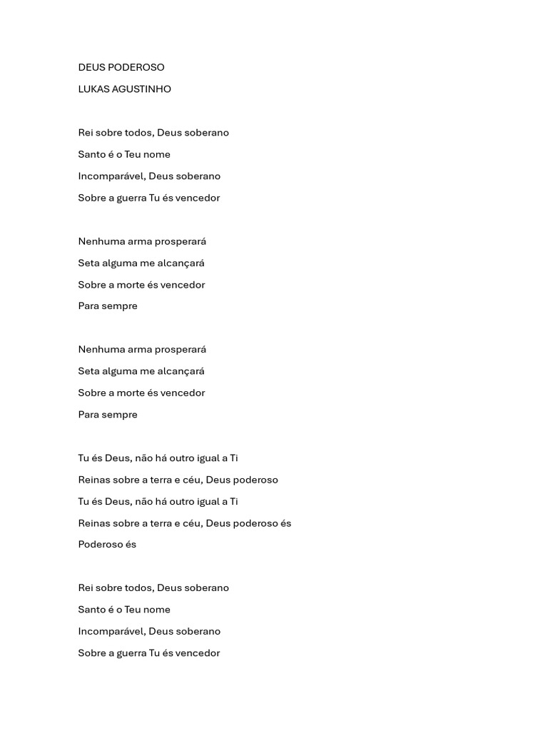 Letra Música Deus Poderoso | PDF