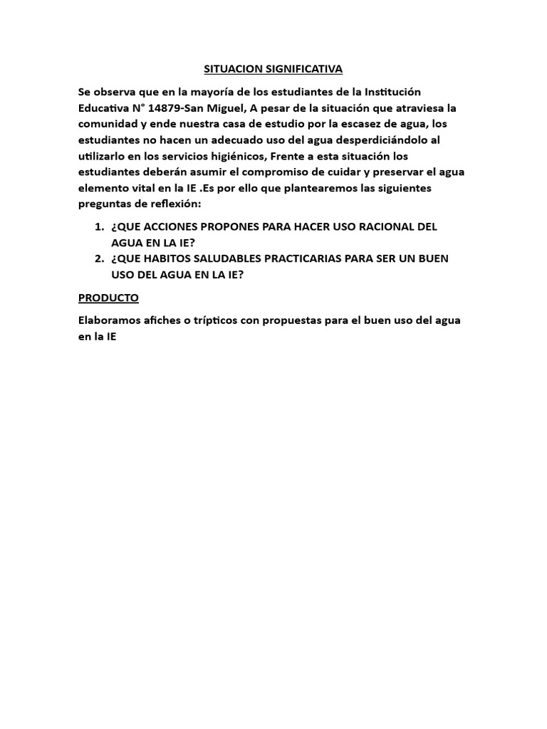 Situacion Significativa Ie 14879 | PDF
