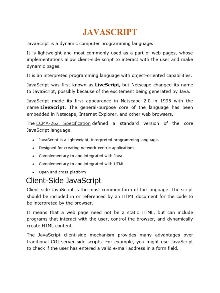 Basics of JavaScript | Download Free PDF | Dynamic Web Page | Java Script Basics of JavaScript | Download Free PDF | Dynamic Web Page | Java Script