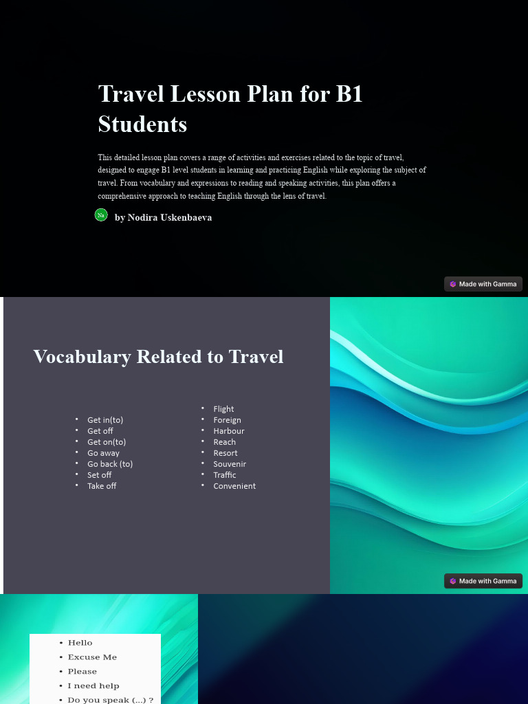 Travel Lesson Plan for B1 Students | PDF