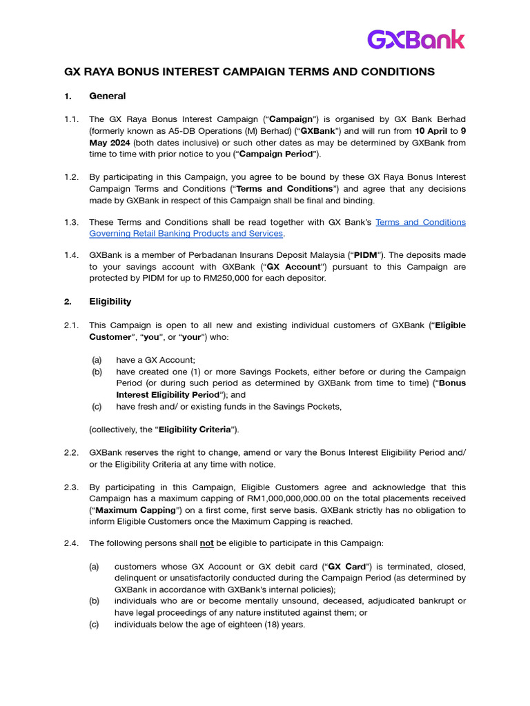 GX Raya Bonus Interest Campaign T&Cs - ENG (100424) | PDF | Interest | Deception