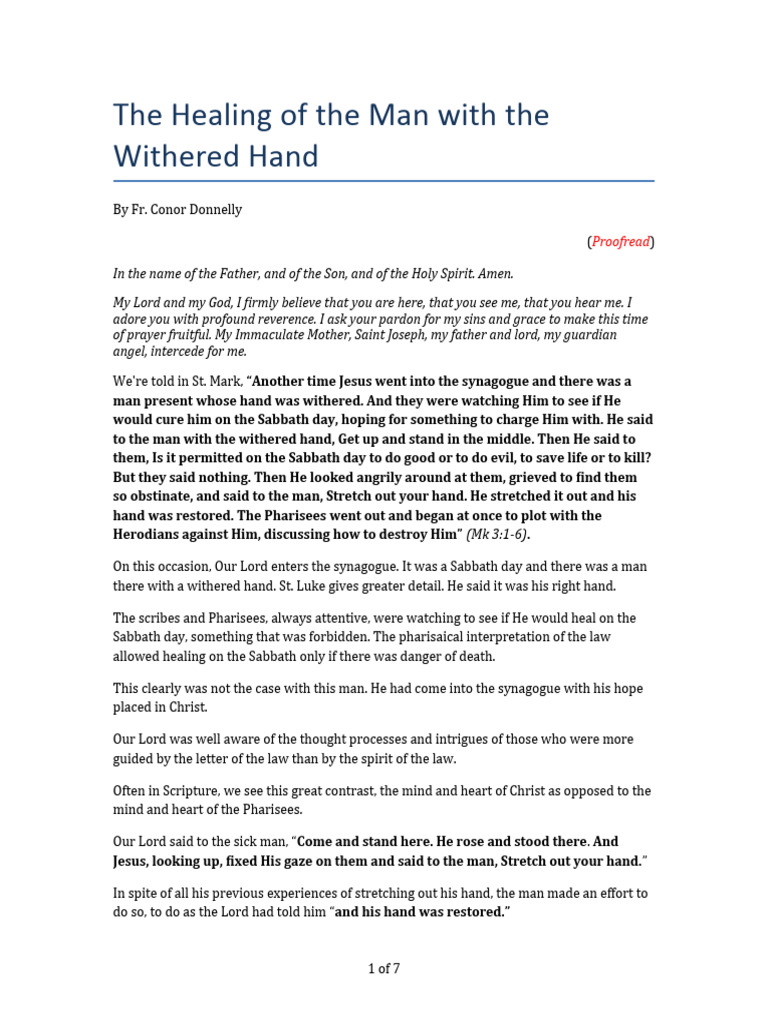 Healing of the Withered Hand Sermon | PDF | Jesus | Virtue