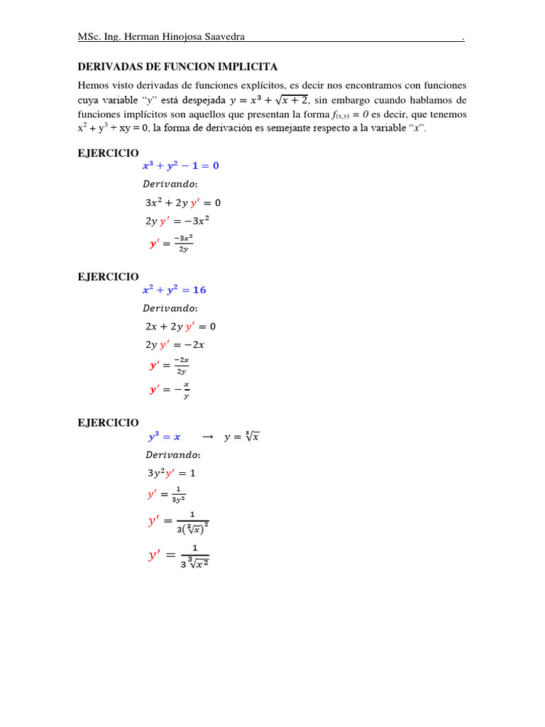 Derivadas Implicitas | PDF