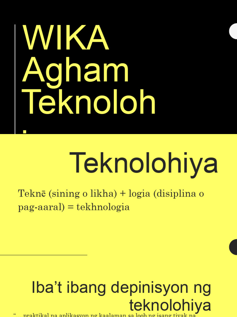 Wika 1 Wika Agham at Teknolohiya PDF | PDF