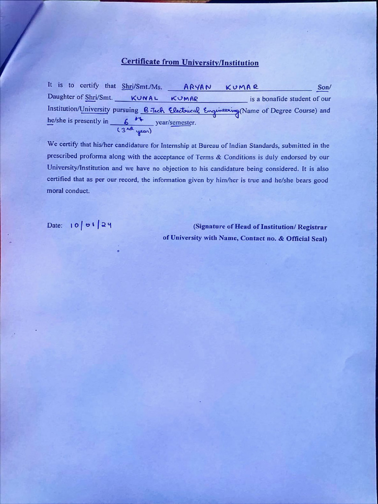 University Undertaking 21JE0176 ARYAN KUMAR | PDF