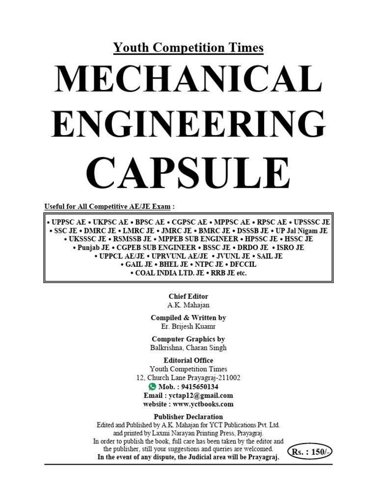 Mechanical Engineering Capsule For Quick Revision - Anand Mahajan | PDF | Force | Lever