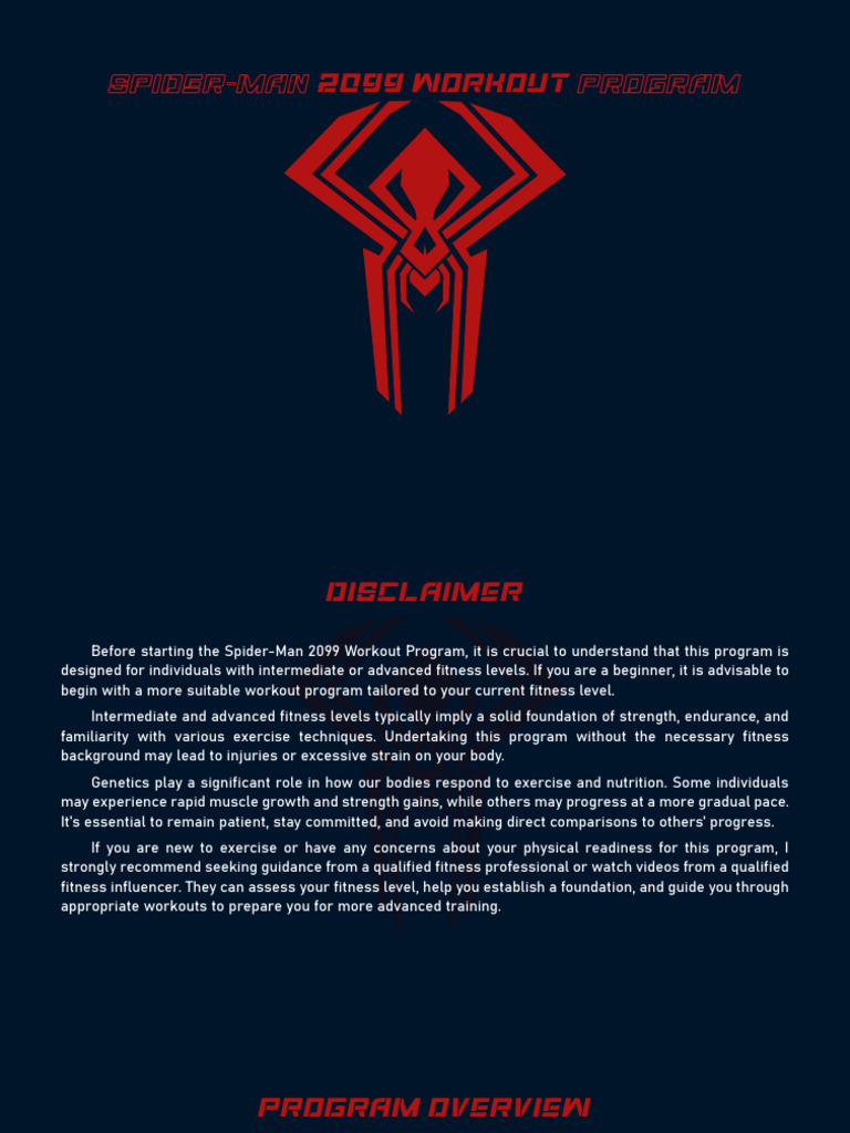 Spider-Man 2099 Workout Program | PDF | Physical Fitness | Strength ...