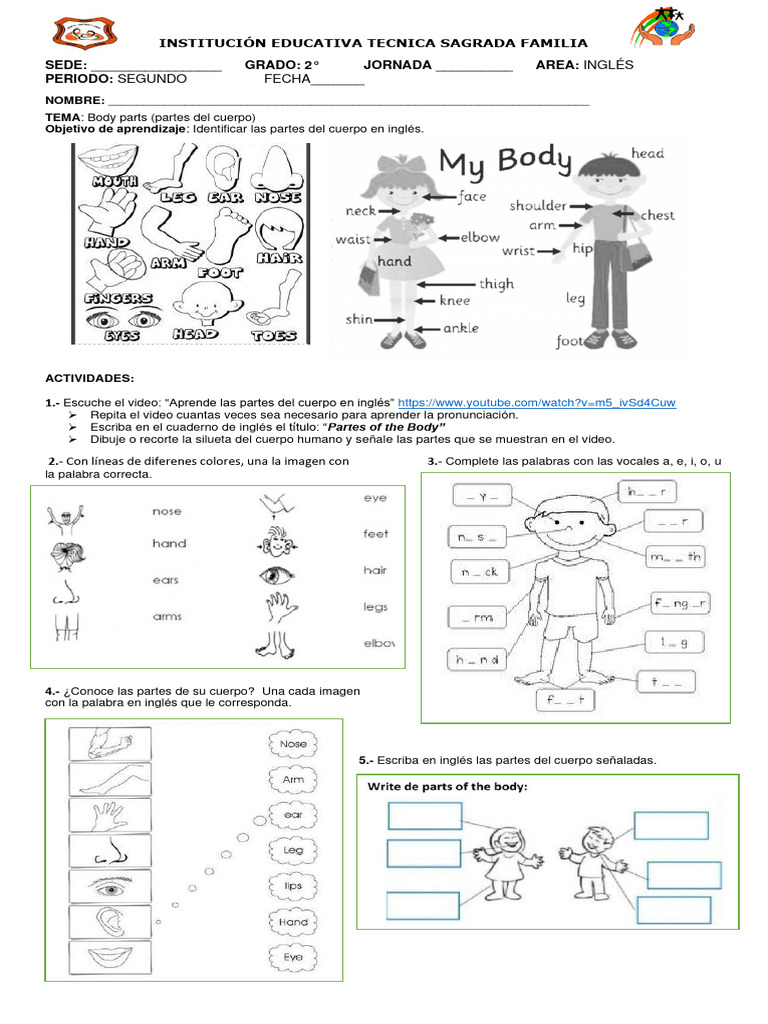 Taller Partes Del Cuerpo En Inglés Pdf