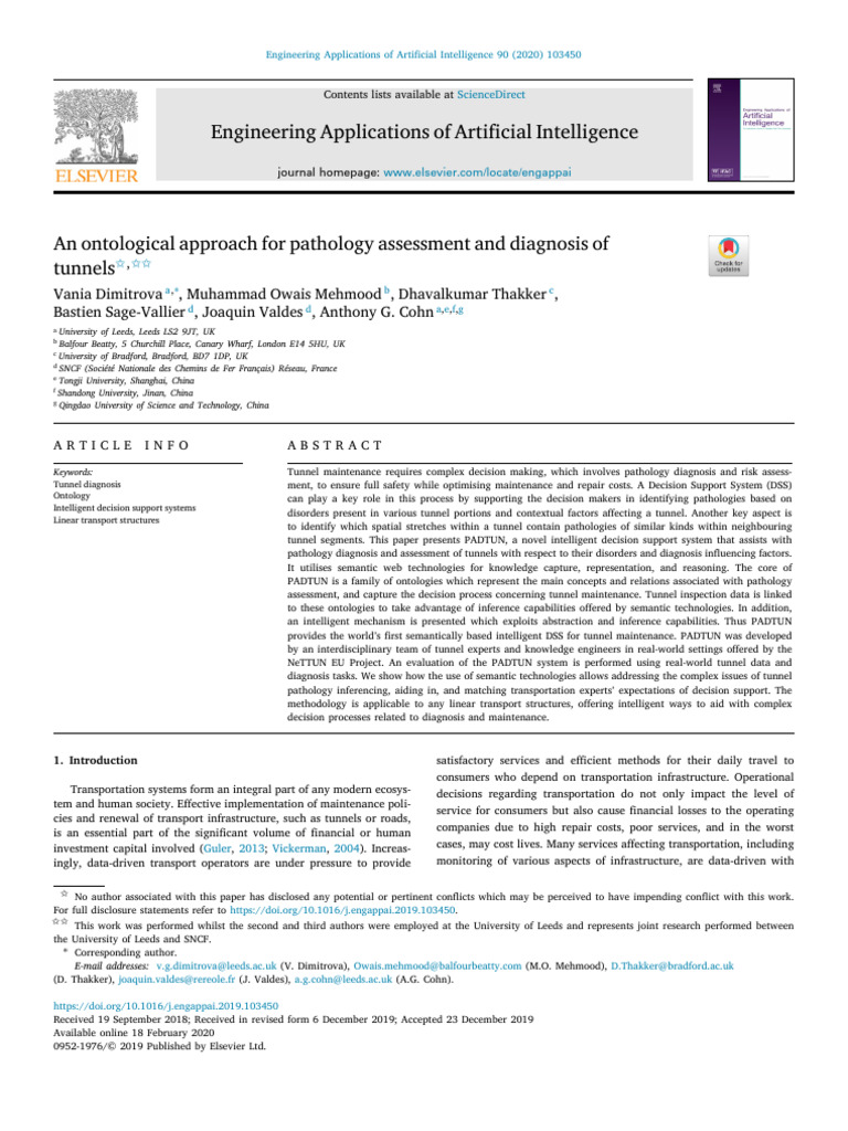 An Ontological Approach For Pathology Assessment and Diagnosis of Tunnels | PDF | Ontology ...