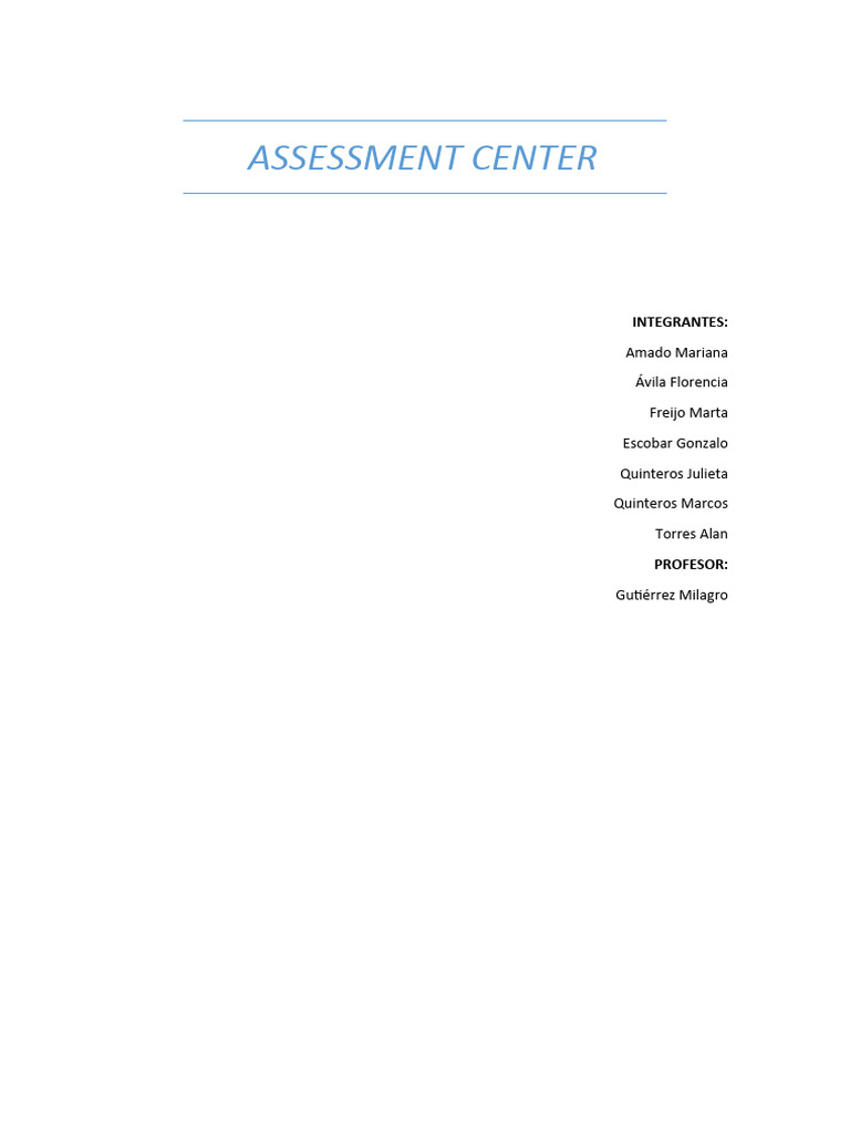 ASSESSMENT CENTER | PDF | Evaluación | Gestión de recursos humanos