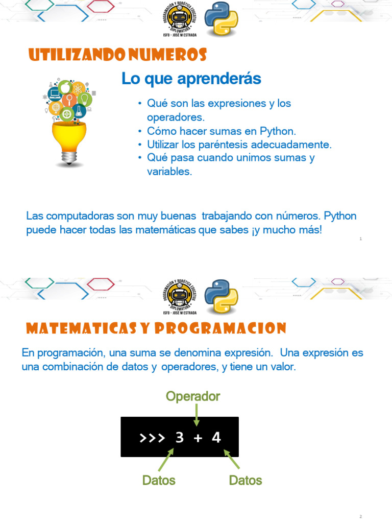 Matemáticas en Python: Sumas y Operadores | PDF | Multiplicación | División (Matemáticas)
