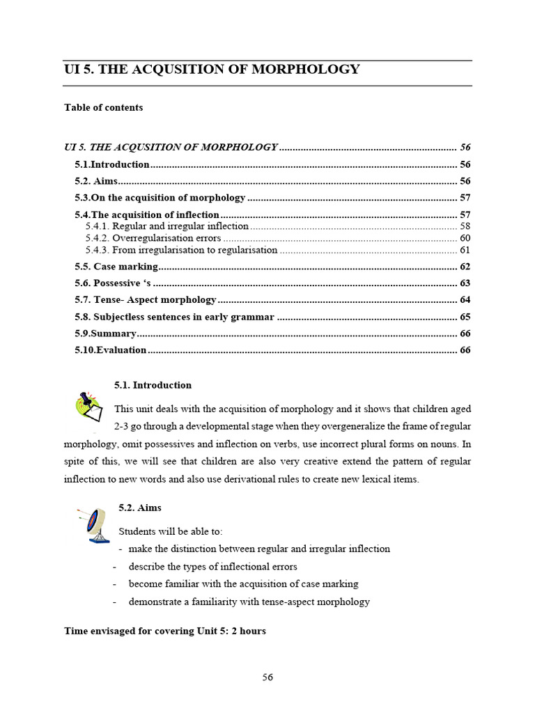 U5 - The Acquistion of Morphology | PDF | Morphology (Linguistics) | Language Acquisition