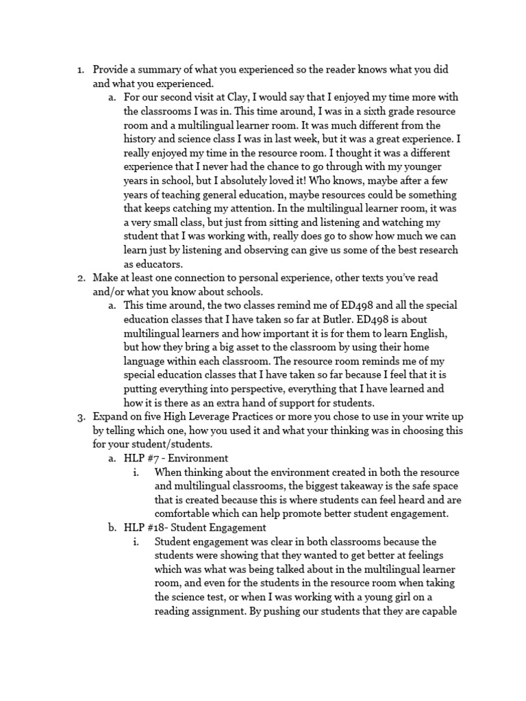 Clay Middle School Write Up 2 | PDF | Classroom | Learning