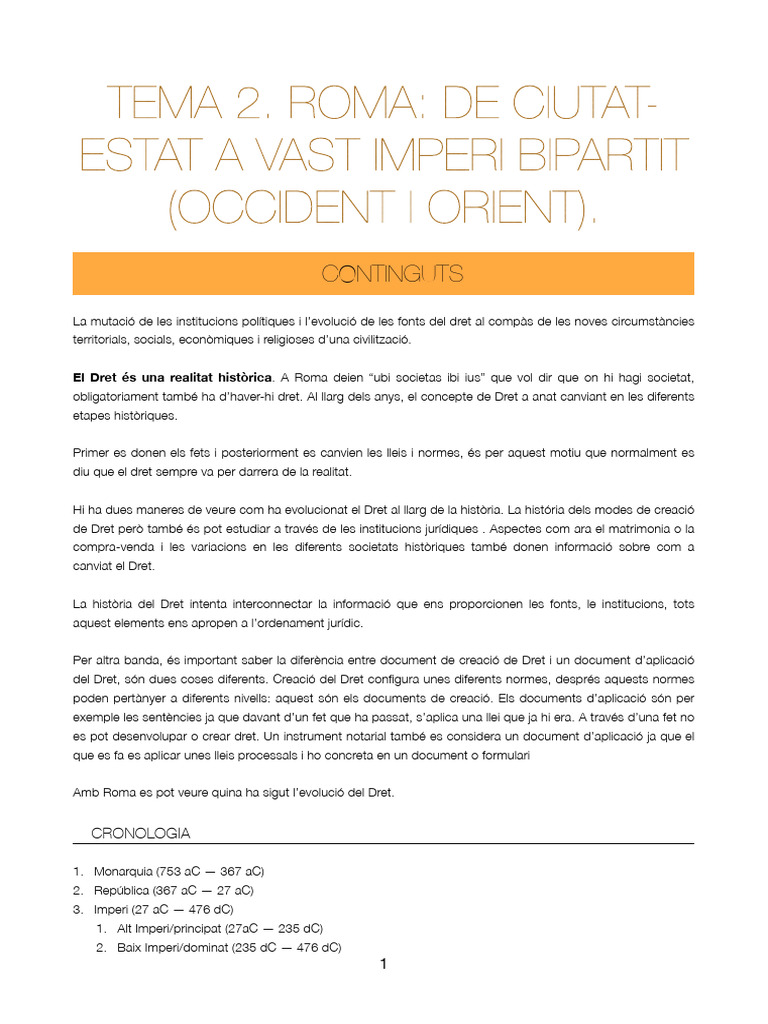 Tema 2. L'imperi Romà | PDF