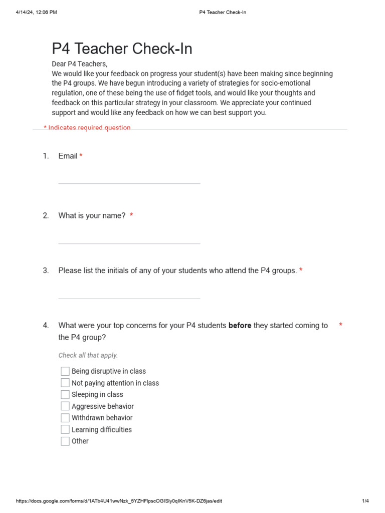 p4 check-in - google forms | PDF | Behaviorism | Cognitive Science