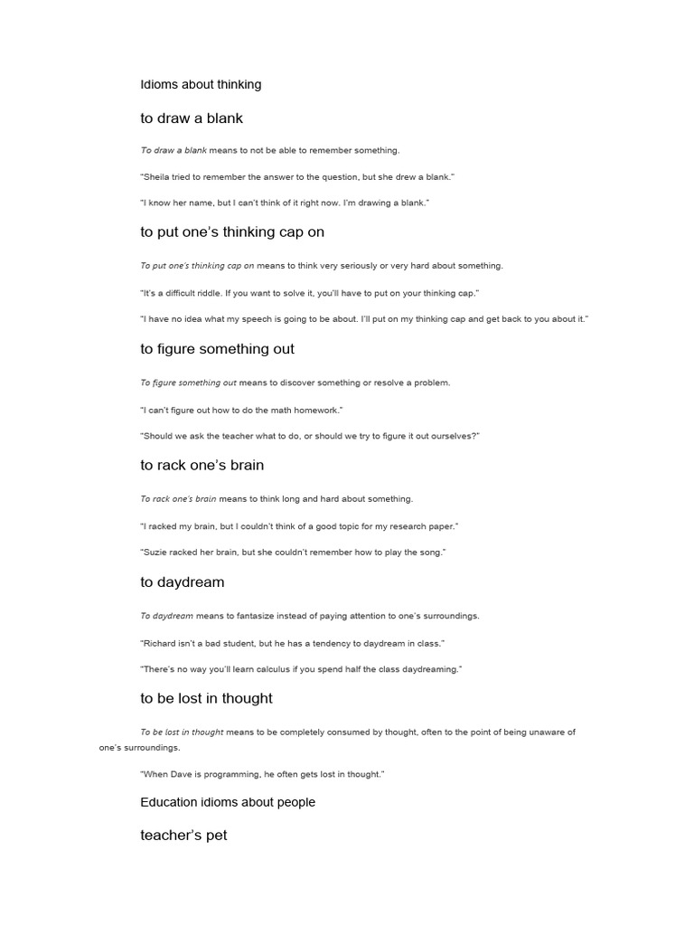 Education Idioms | PDF | Thought | Cognition