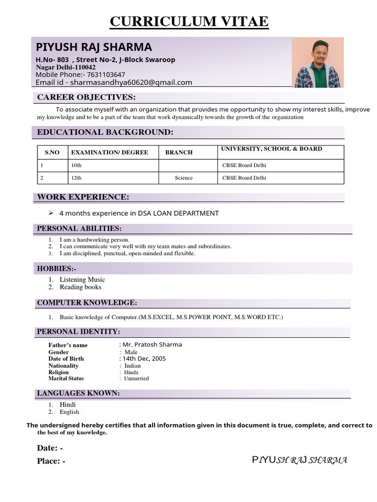 Piyush CV | PDF