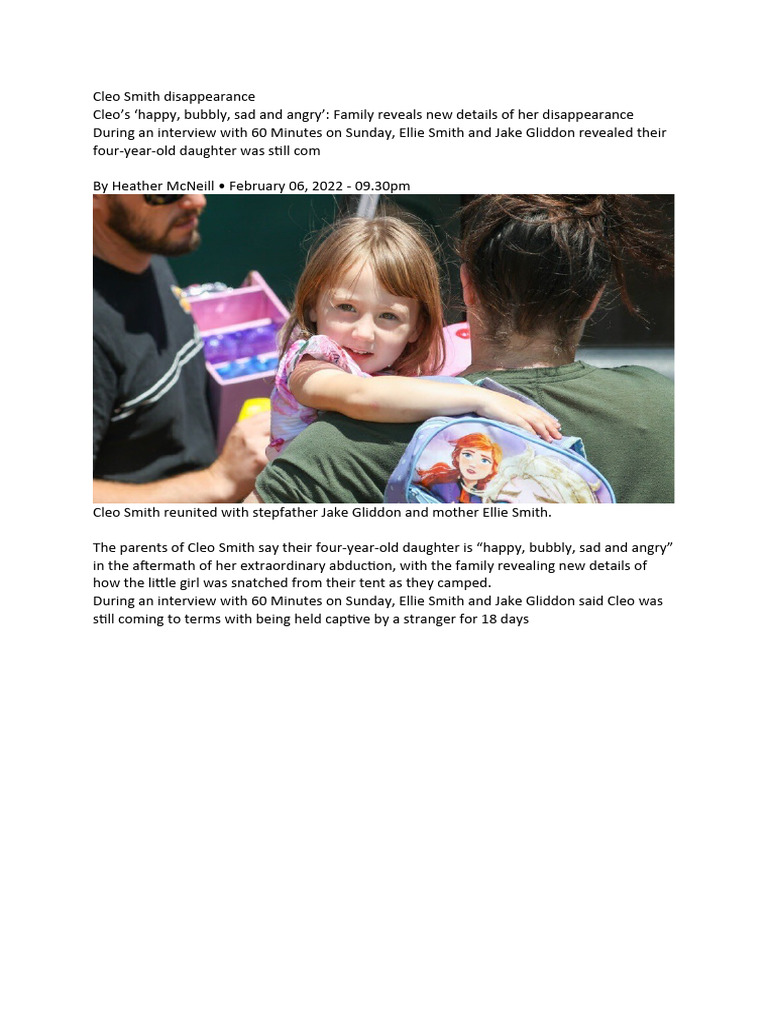 Cleo Smith Disappearance | PDF