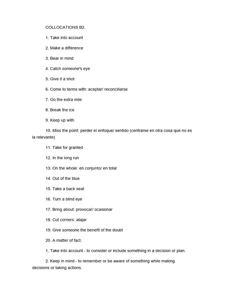 Collocations B2 | PDF