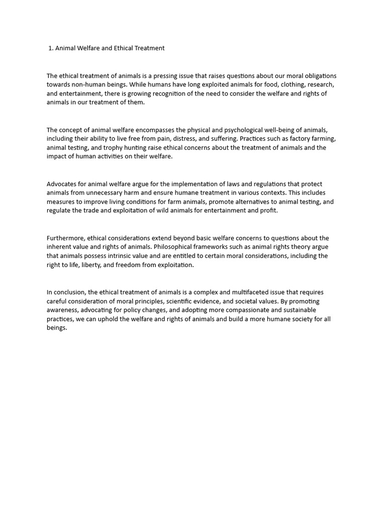 Animal Welfare Ethics | PDF