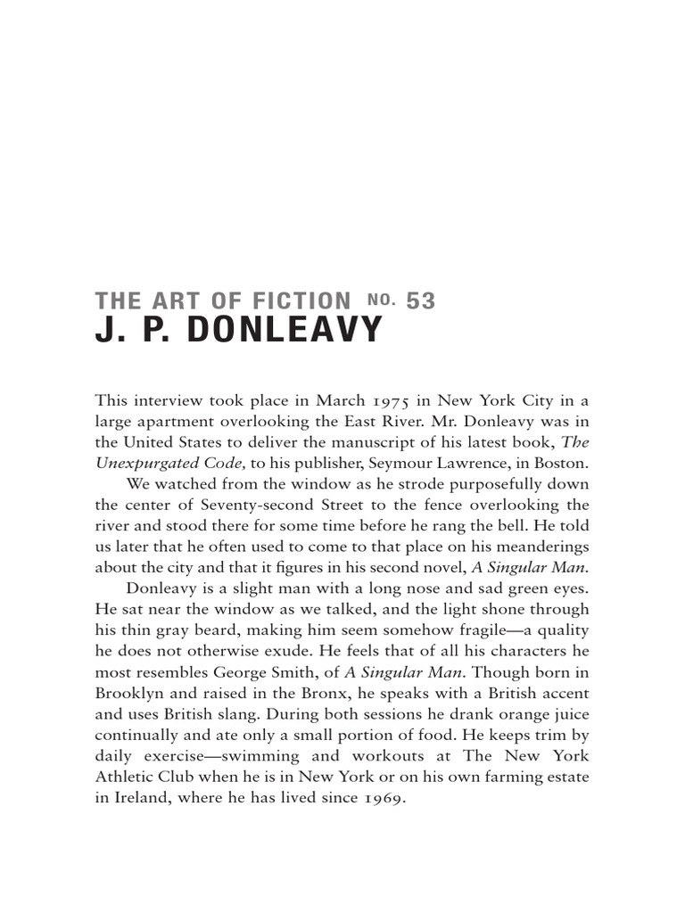 Donleavy The Art of Fiction | PDF